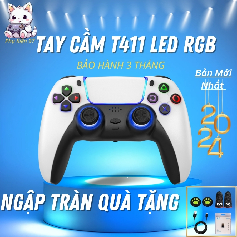 💛 Giá Sốc 💛Tay cầm chơi game T411 form PS5, có Bluetooth pin 1000 mah ...