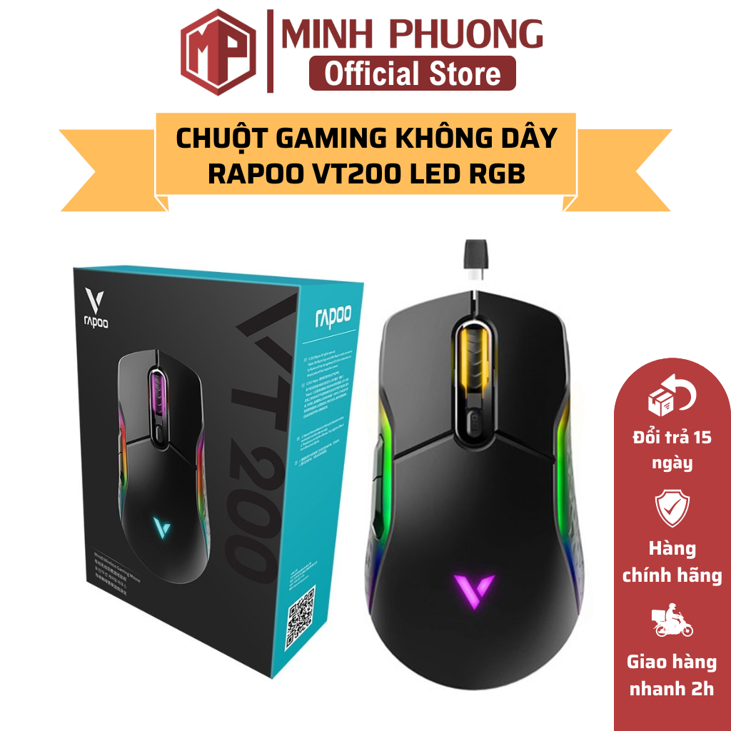 Chuột Gaming Không Dây RAPOO VT200 WIRELESS Black LED RGB - Hàng Chính ...