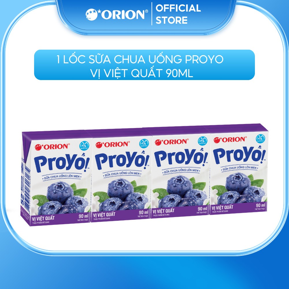 Lốc 4 hộp Sữa Chua Uống ORION ProYo vị Việt Quất 90ML | Shopee Việt Nam