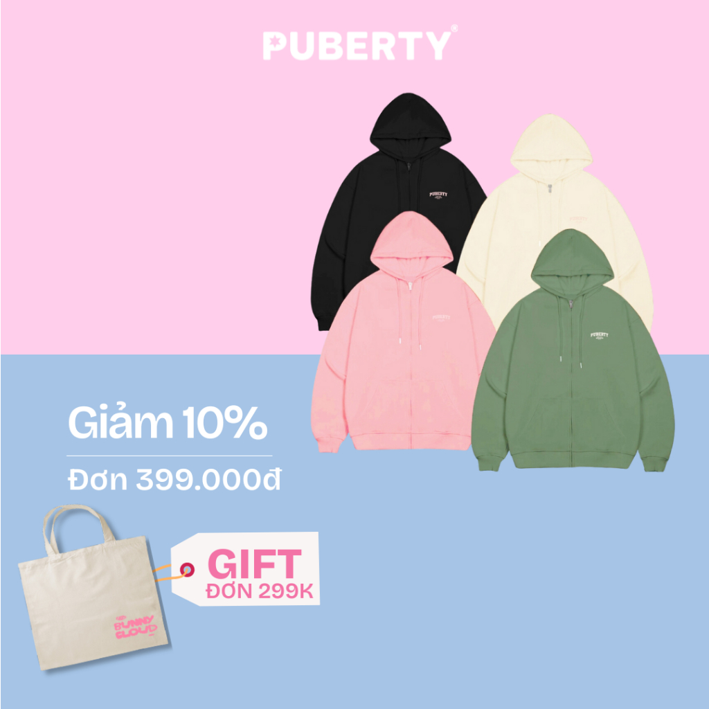 Hoodie Zip Unisex Oversize Local Brand PUBERTY UNI LOGO HOODIE ZIP ...