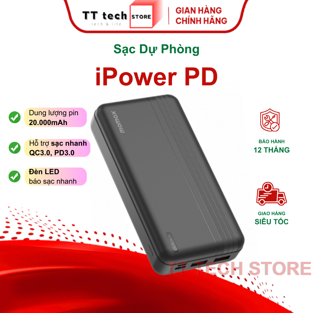 Sạc Dự Phòng 20.000mAh MOMAX iPower PD Cổng Type C và USB A | Sạc nhanh ...