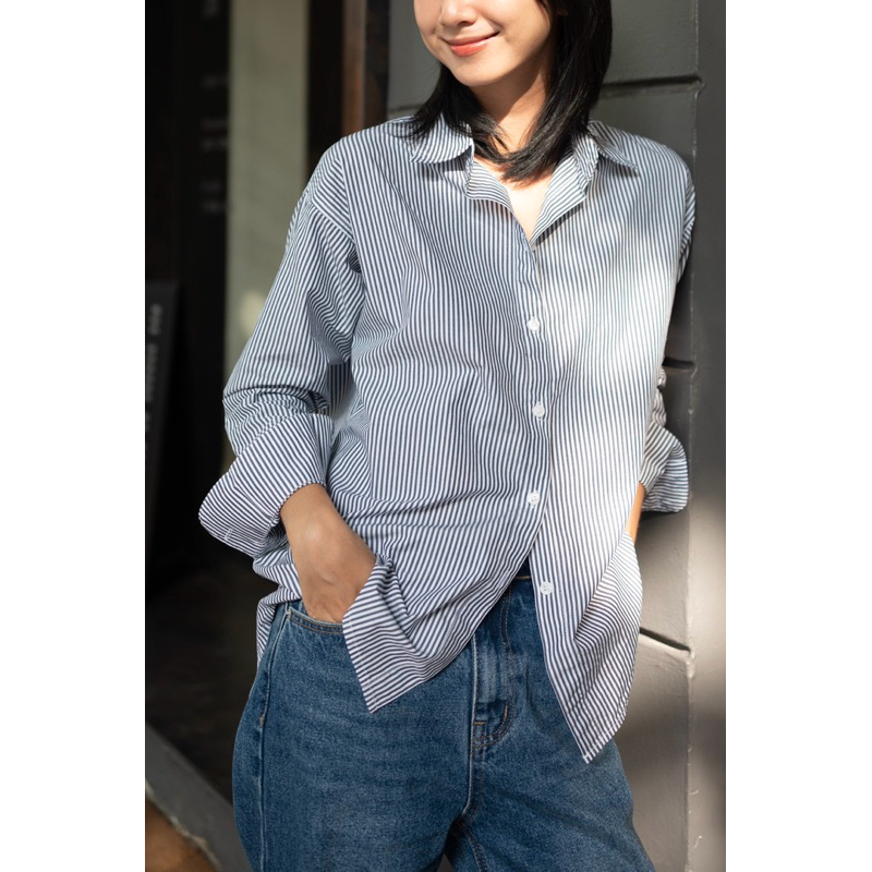 ÁIMEE - ÁO SƠ MI SỌC TAY DÀI | Shopee Việt Nam