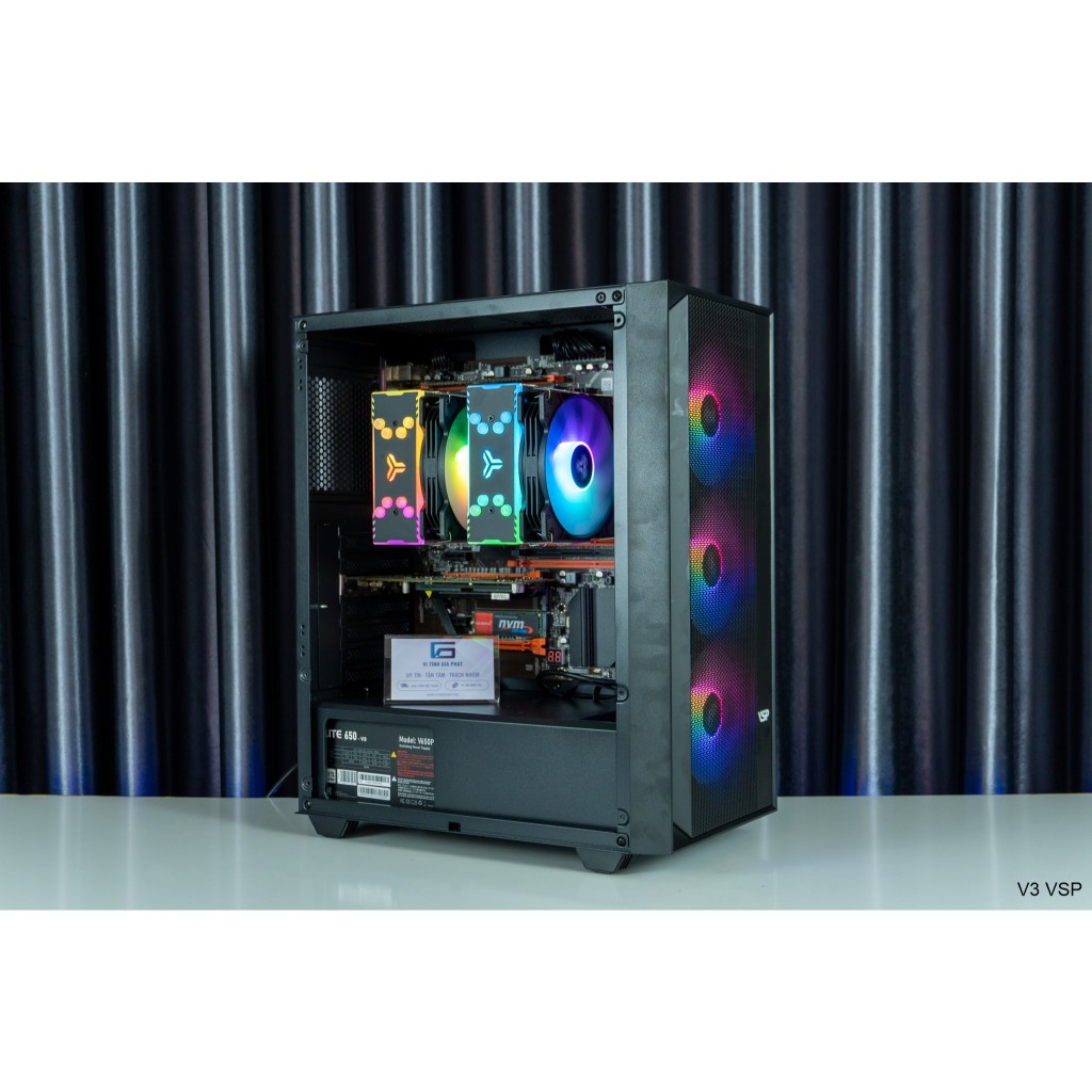 Vỏ Case máy tính VSP V3 Grillle Visual Gaming - lắp được dual xeon (Tặng kèm 3 fan led) - Chính ...