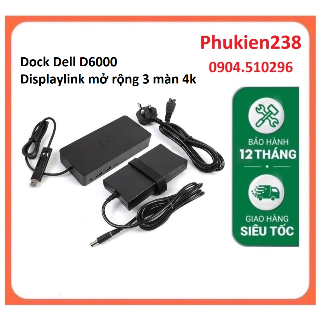 Dock Dell D6000 - Dock Displaylink D600 mở rộng 3 màn 4k 60hz cho các ...