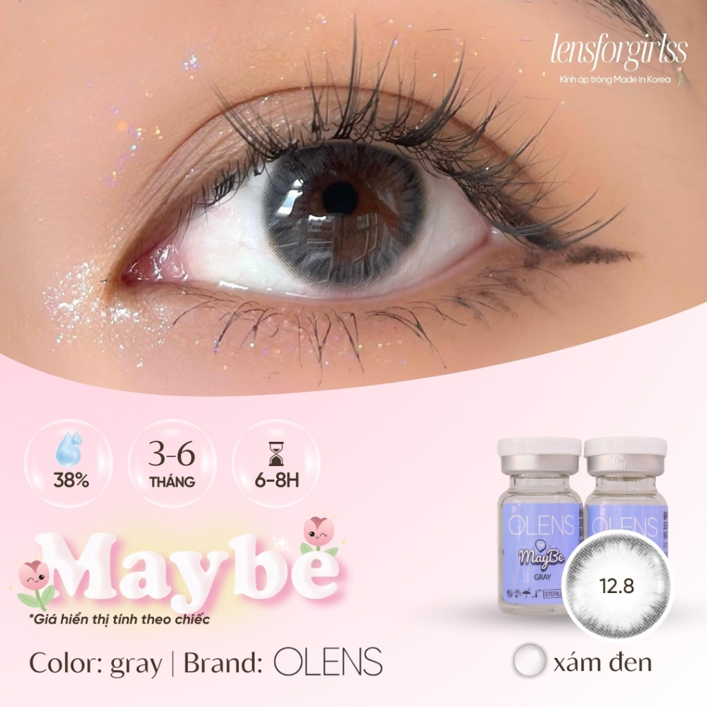 Kính áp tròng xám đen MAYBE GRAY chính hãng OLENS | HSD 3-6 tháng ...