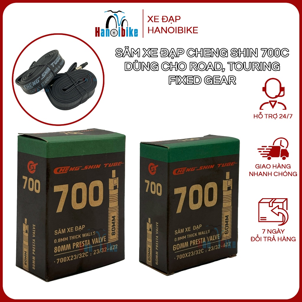 Săm xe đạp Cheng Shin, MAXXIS 700*23/32C van gạo FV 60/80L dùng cho xe ...