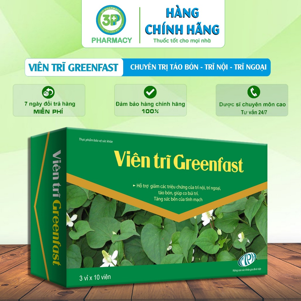 Viên uống hỗ trợ tăng sức bền thành mạch, hỗ trợ trị trĩ, các triệu chứng của trĩ GreenFast (30V ...