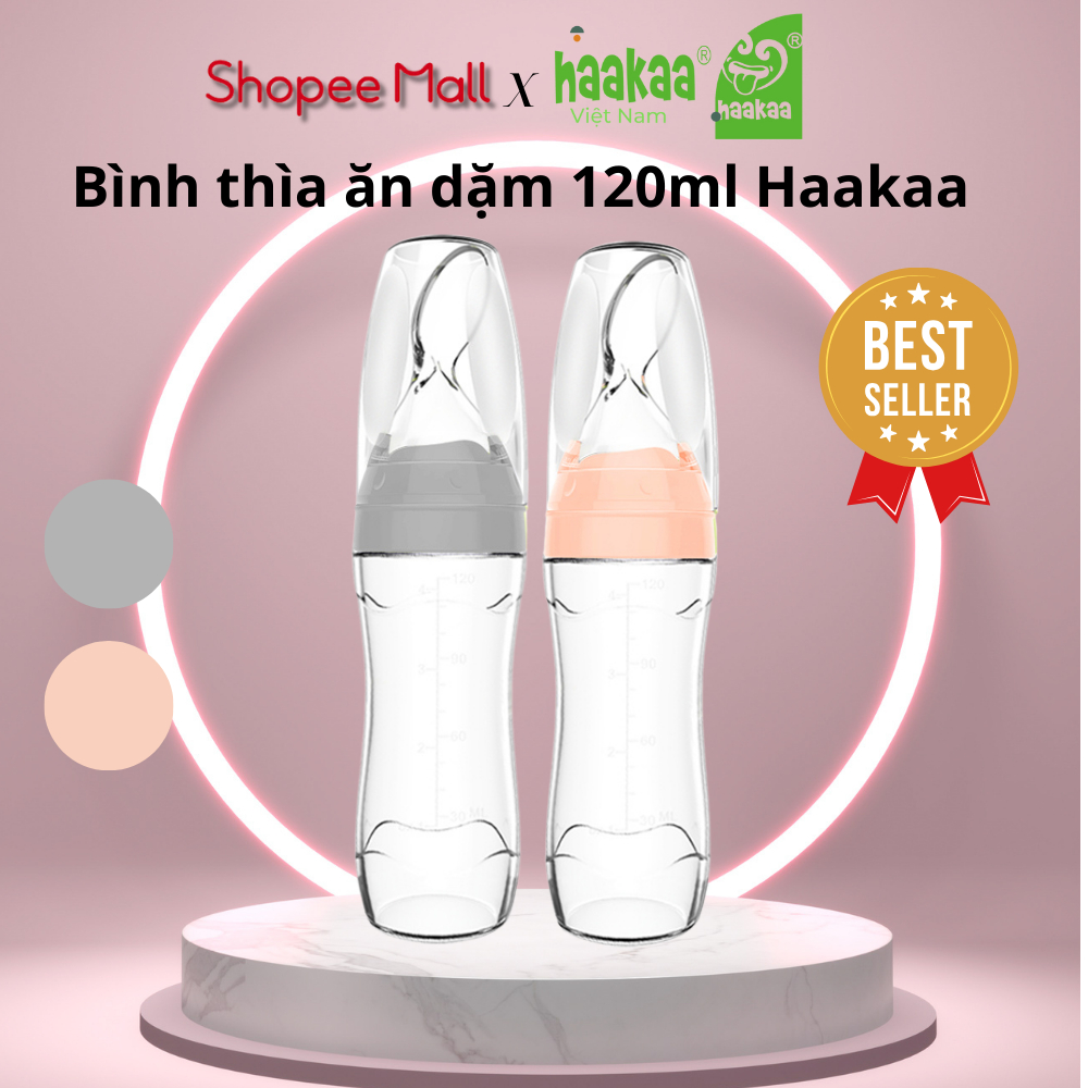Bình Thìa Ăn Dặm Bón Sữa Cao Cấp 2 in 1 Cho Bé 120ml Haakaa, New Zealand | Shopee Việt Nam