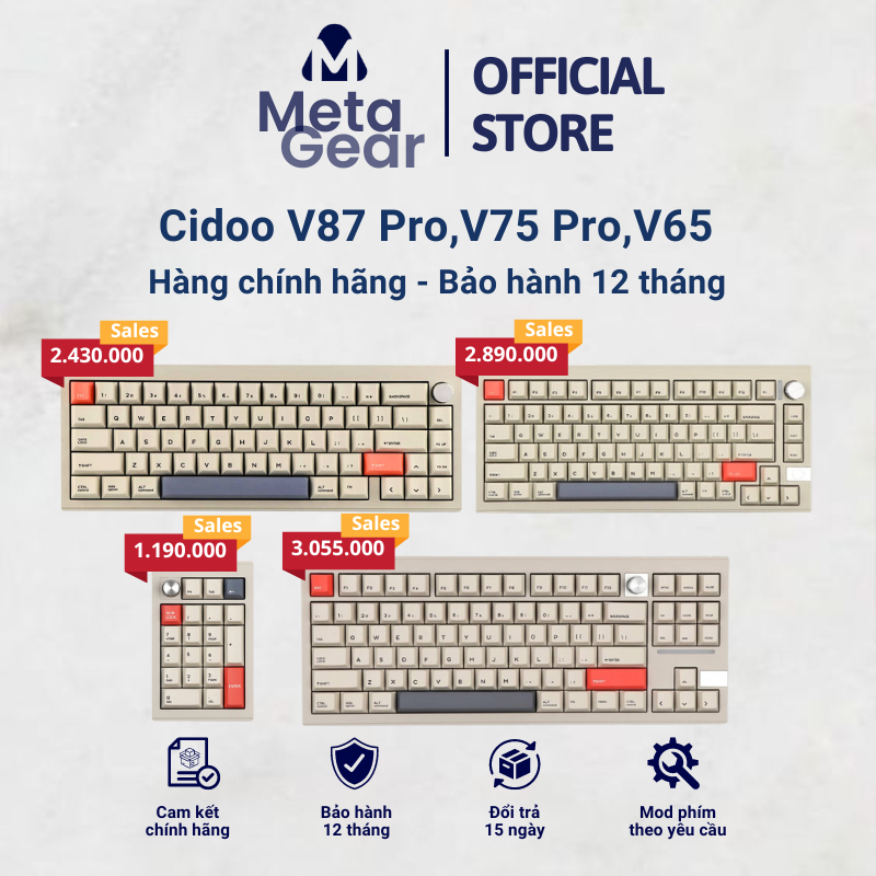 (Chính hãng) Bàn Phím Cơ Cidoo V65 - Cidoo V75 Pro - Cidoo V87 Pro Tri-Mode - Case Nhôm CNC ...