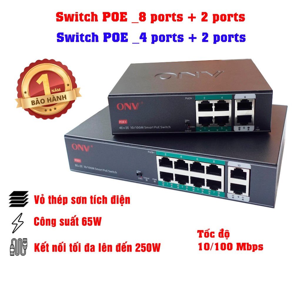 Bộ Chia Mạng SWITCH POE ONV 4/ 8 cổng -Hàng tốt chính hãng Tốc Độ 10 ...