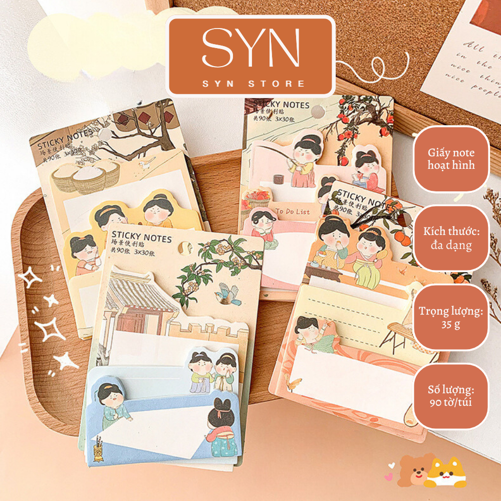 Giấy note cute- set 90 Tờ Giấy Ghi Chú, Giấy note Hoạ Tiết Hoạt Hình ...