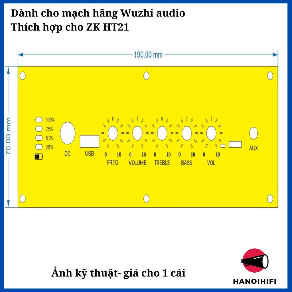 Mặt control ALU xước cho mạch Whuzhi audio ZK-502T,ZK-302T,ZK-152, KRC ...