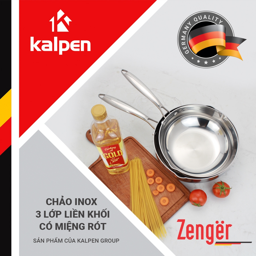 CHẢO INOX 3 LỚP LIỀN KHỐI MIỆNG RÓT KALPEN ZENGER | Shopee Việt Nam