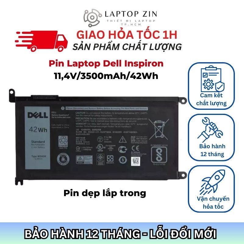 Pin Laptop Dell Inspiron 5568 5368 5378 5567 5578 WDX0R WDXOR Pin dẹp ...