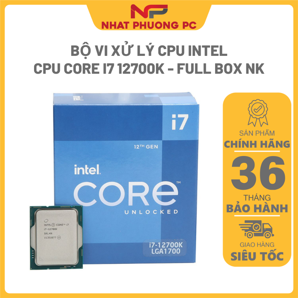 CPU Intel Core i7 12700K (5.00GHz, 12 Nhân 20 Luồng, 25M Cache, Alder Lake) - Mới Bảo Hành 36 ...
