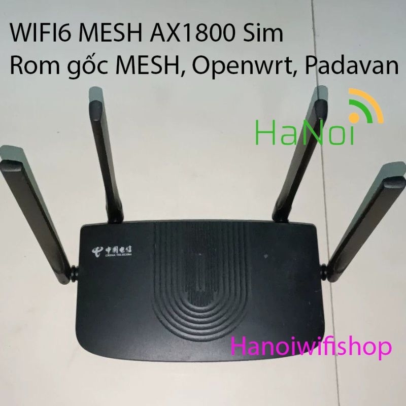 Bộ Phát WiFi Sim AX1800 WiFi MESH Xuyên Tường Chuẩn WiFi 6 AX1800, có rom Padavan Openwrt tiếng ...