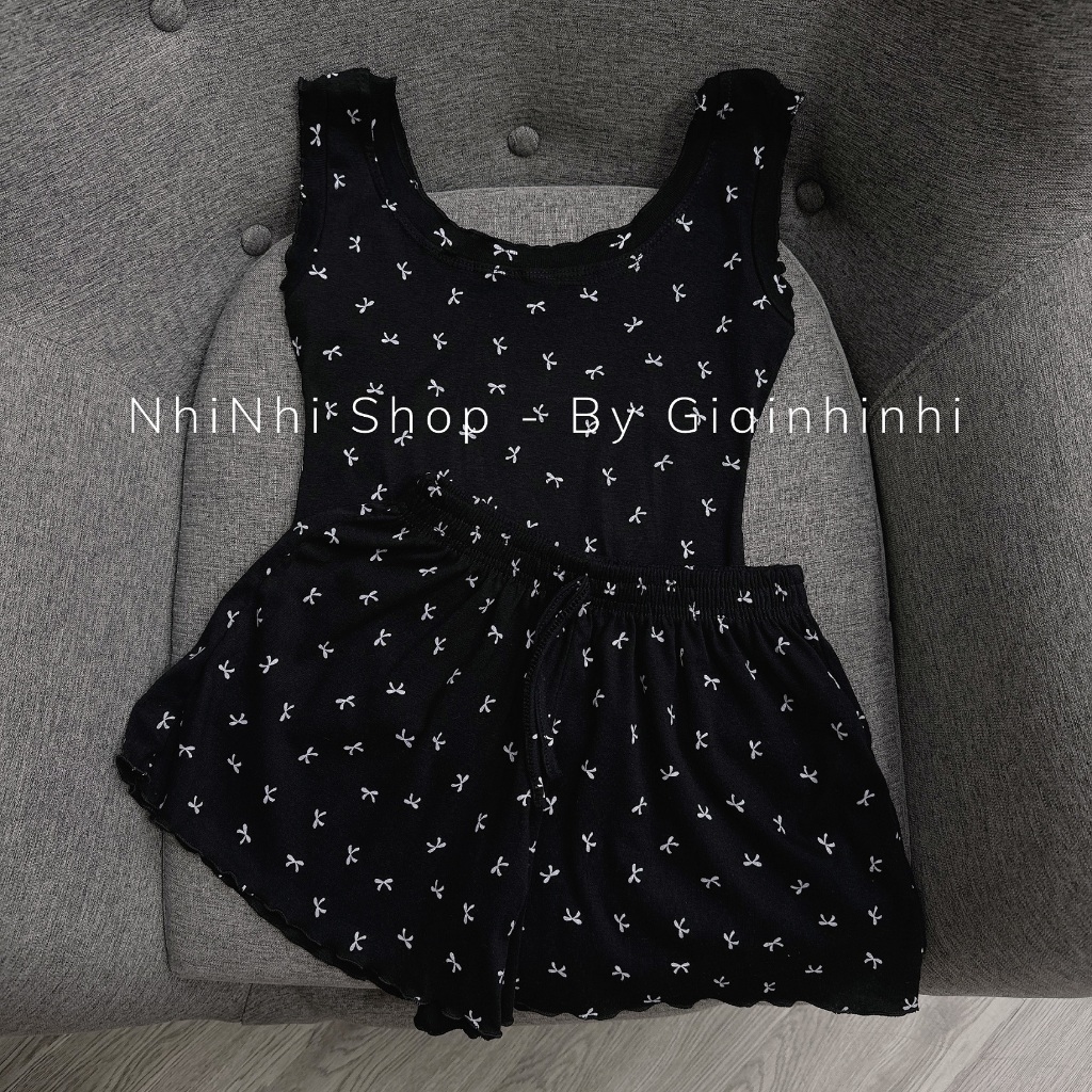 Sét đồ ngủ in hình áo ba lỗ sexxy thun co giãn, Bộ ngủ viền bèo BN0086 - NhiNhi Shop | Shopee ...