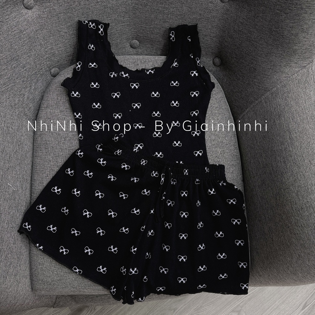 Sét đồ ngủ in hình áo ba lỗ sexxy thun co giãn, Bộ ngủ viền bèo BN0086 - NhiNhi Shop | Shopee ...