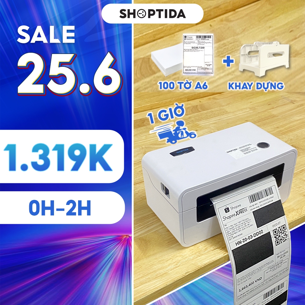 Máy in đơn hàng Shoptida SP46 in đơn hàng, phiếu gửi, minicode, logo tự dán, bảo hành 12 tháng ...