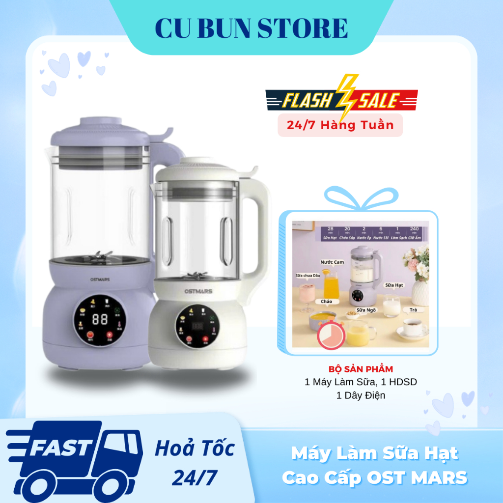 Máy Làm Sữa Hạt OSTMARS Cối Thuỷ Tinh - Đa Chức Năng Nấu Dung Tích Lớn 1100ml Trang Bị Lưỡi Dao ...
