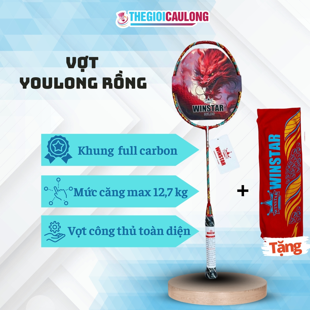 Khung Vợt Cầu Lông Đơn WinStar Youlong Rồng Chính Hãng, Khung Carbon 100% Bền Nhẹ Với Sức Căng ...