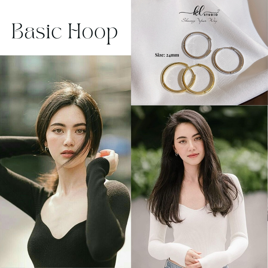 [KL.Studio] Bông Tai Khoen Tròn Trơn Basic Khuyên Tai Tròn Cá Tính Hoa ...