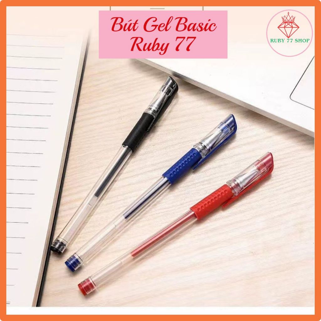 Bút Gel Basic, Bút Bi Nước Đen Xanh Đỏ Nhanh Khô Ngòi 0.5mm, Văn Phòng Phẩm, Bút Viết Êm, Mượt ...