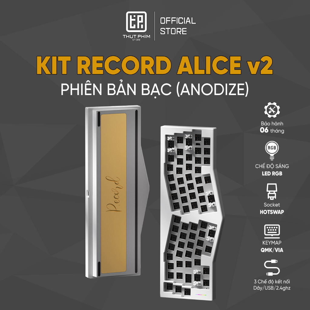 Kit bàn phím cơ RECORD ALICE v2 3 mode kết nối RGB keymap VIA Thụt Phím ...