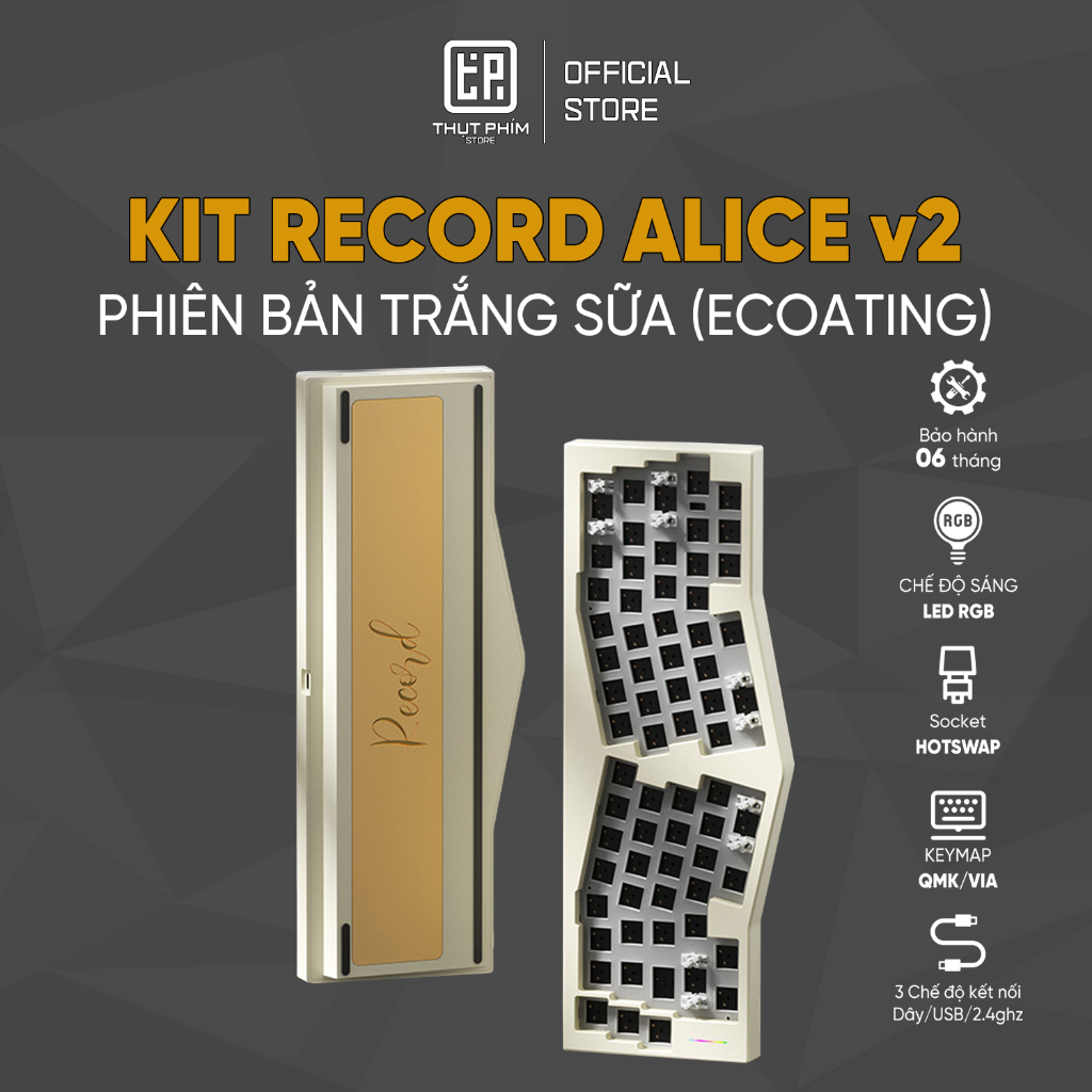 Kit bàn phím cơ RECORD ALICE v2 3 mode kết nối RGB keymap VIA Thụt Phím ...