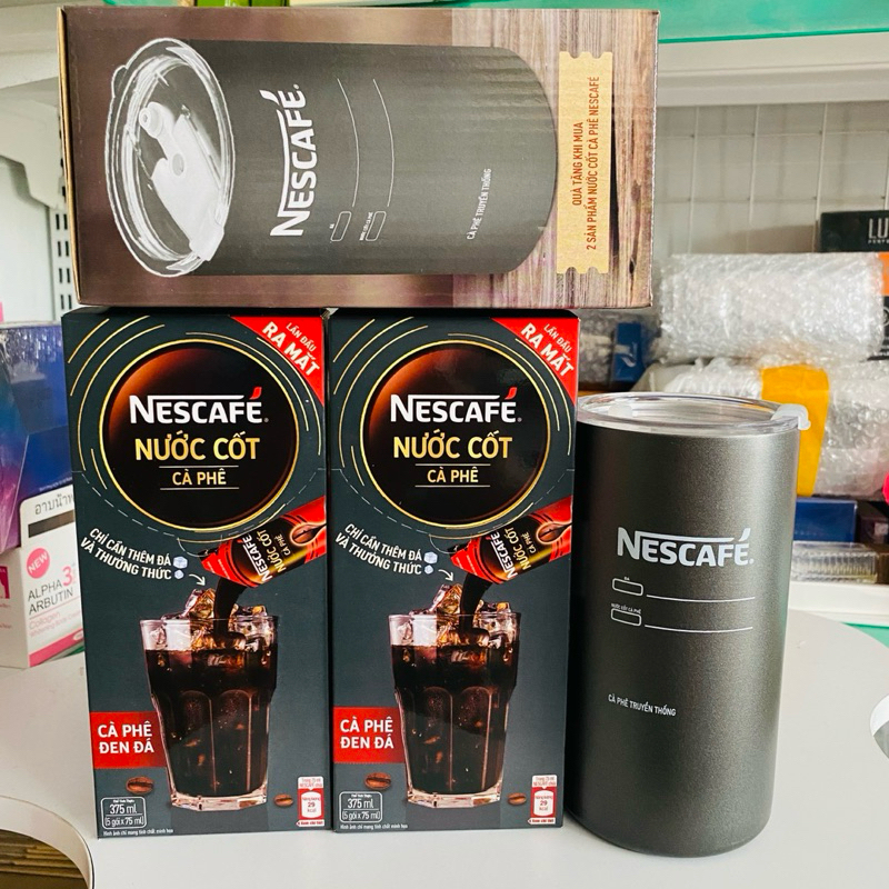 Combo 2 Hộp Nước Cốt Cà Phê Đen NesCafé Hộp 5 Gói 75ml Tặng Ly Giữa ...