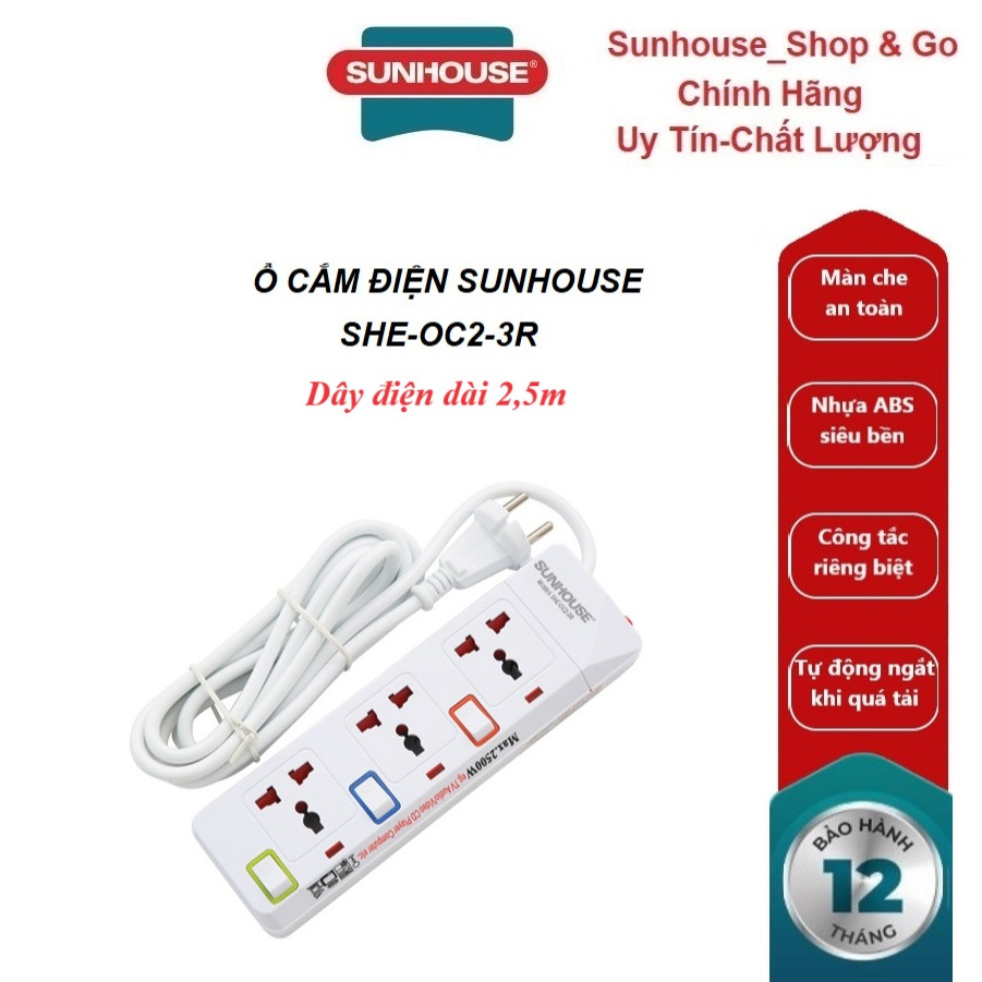 Ổ cắm điện đa năng Sunhouse SHE-OC2-3R _Hàng chính hãng | Shopee Việt Nam