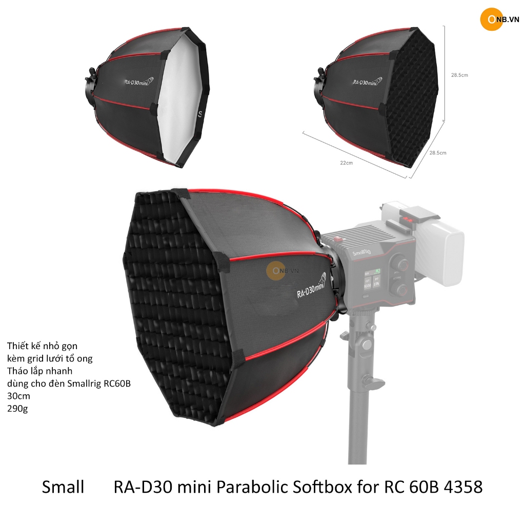 Small-Rig RA-D30 mini Parabolic Softbox đèn led Smalrig RC 60B 4358 ...