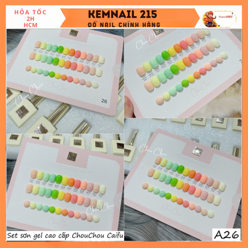 Sơn chou chou 12 màu A26 pastel chai 15ml tặng kèm bảng màu kemnail215 ...