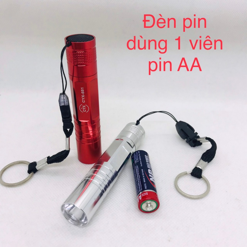 Đèn pin LED cầm tay siêu sáng CYX-551 dùng 1 viên pin tiểu AA [tặng kèm ...
