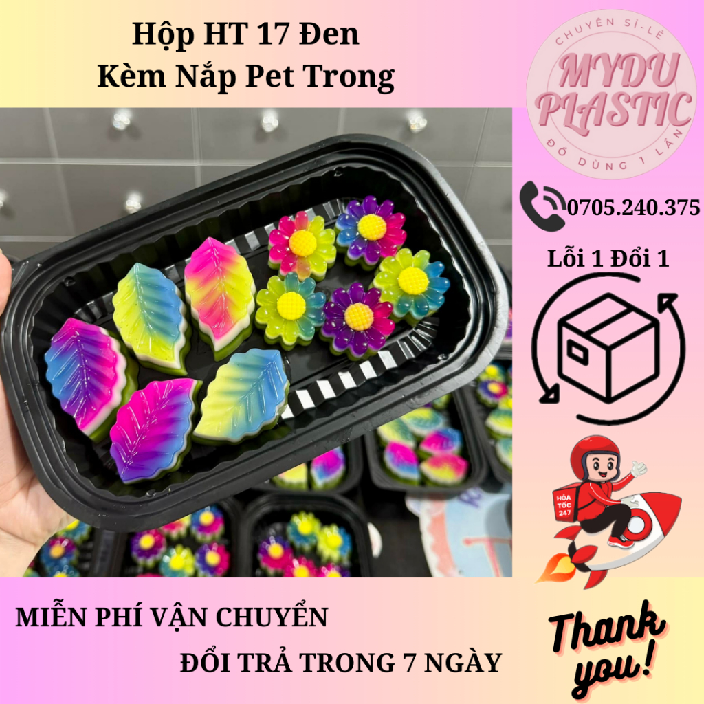 Hộp Nhựa PET Đế Đen+ Nắp Trong - [MS: HT17/SET 50, 100 HỘP] | Shopee ...