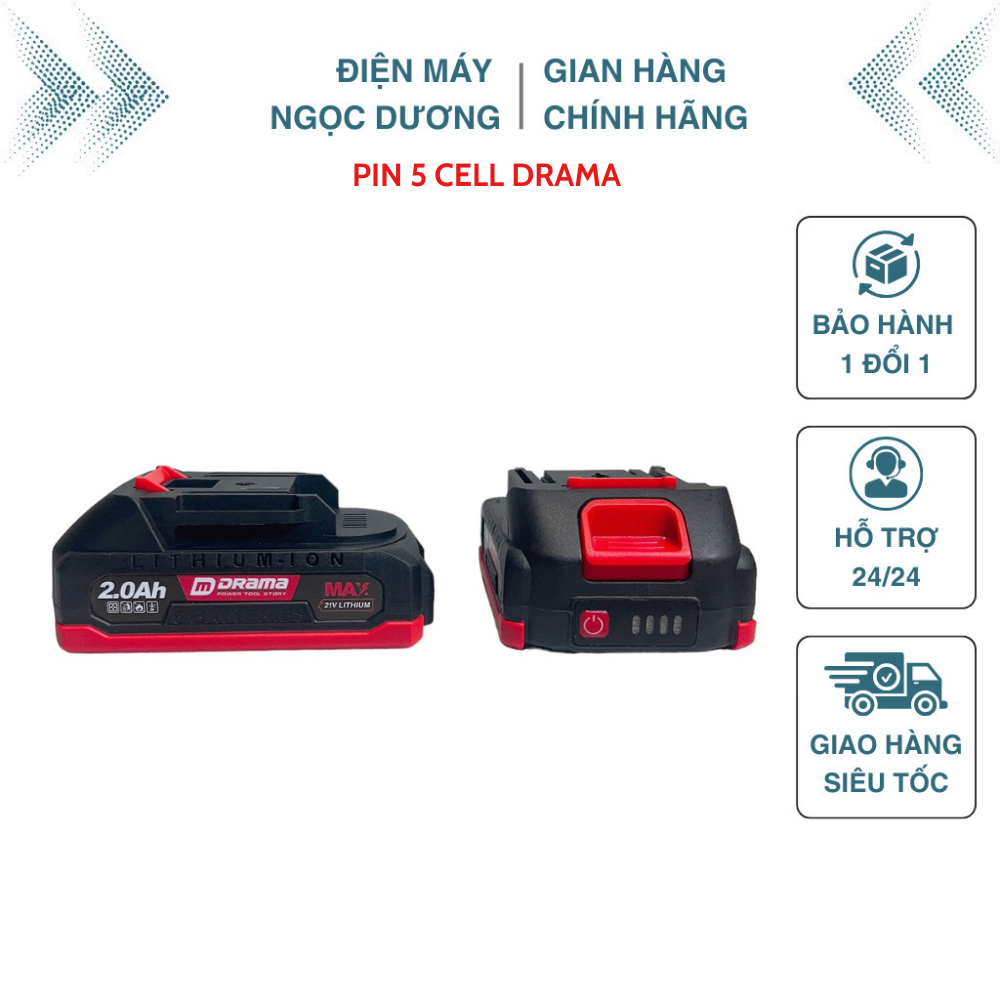 Pin 5 cell , sạc Pin Drama 5cell, có đèn báo dung lượng, vỏ ABS chống ...