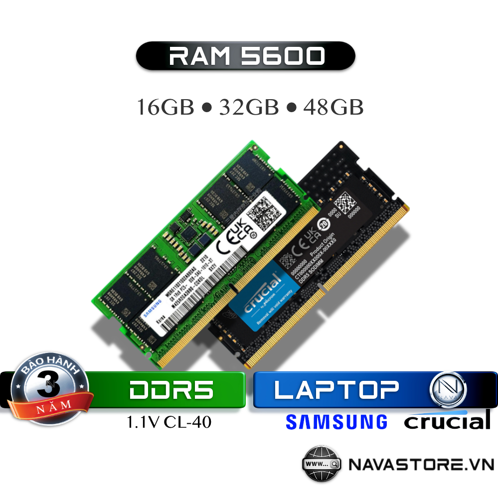 [NAVA] RAM DDR5 5600 SamSung Crucial 16Gb 32Gb lắp Laptop Mini PC bus 5600Mhz | Shopee Việt Nam