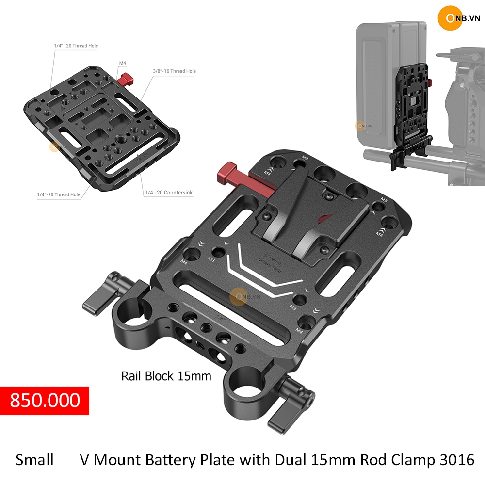 Small-Rig V Mount Battery Plate with Dual 15mm Rod Clamp 3016 | Shopee ...