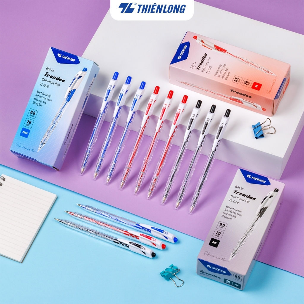 [TẶNG BÚT XÓA] Hộp 20 Bút bi Thiên Long TL-079 nét 0.5mm - nét viết ...