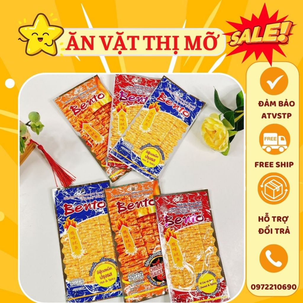 Snack mực Bento,snack mực Thái Lan (gói 4g) cay cay thơm ngon | Shopee ...