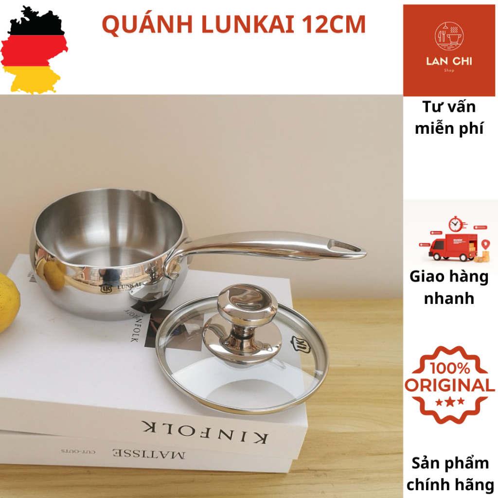 Quánh inox 12 cm, quánh nấu bột LUNKAI, nồi nấu bột cho bé, nồi nấu đồ ...
