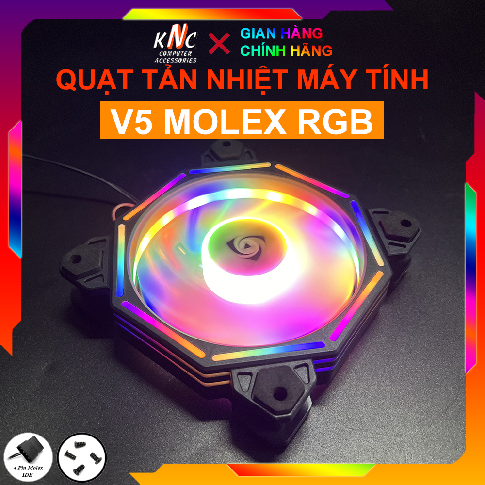 Quạt Tản Nhiệt V5 Fan Led RGB 12cm Sáng Tĩnh Chuẩn Cắm 4Pin Molex Không Cần Hub | Shopee Việt Nam