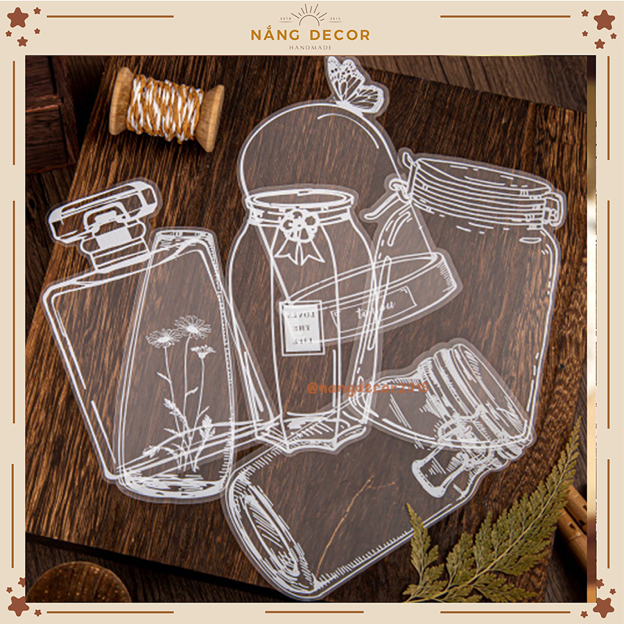 [HỎA TỐC] Set 10 sticker | Chai Lọ Trong Suốt (L) |trang trí sổ tay dán ...