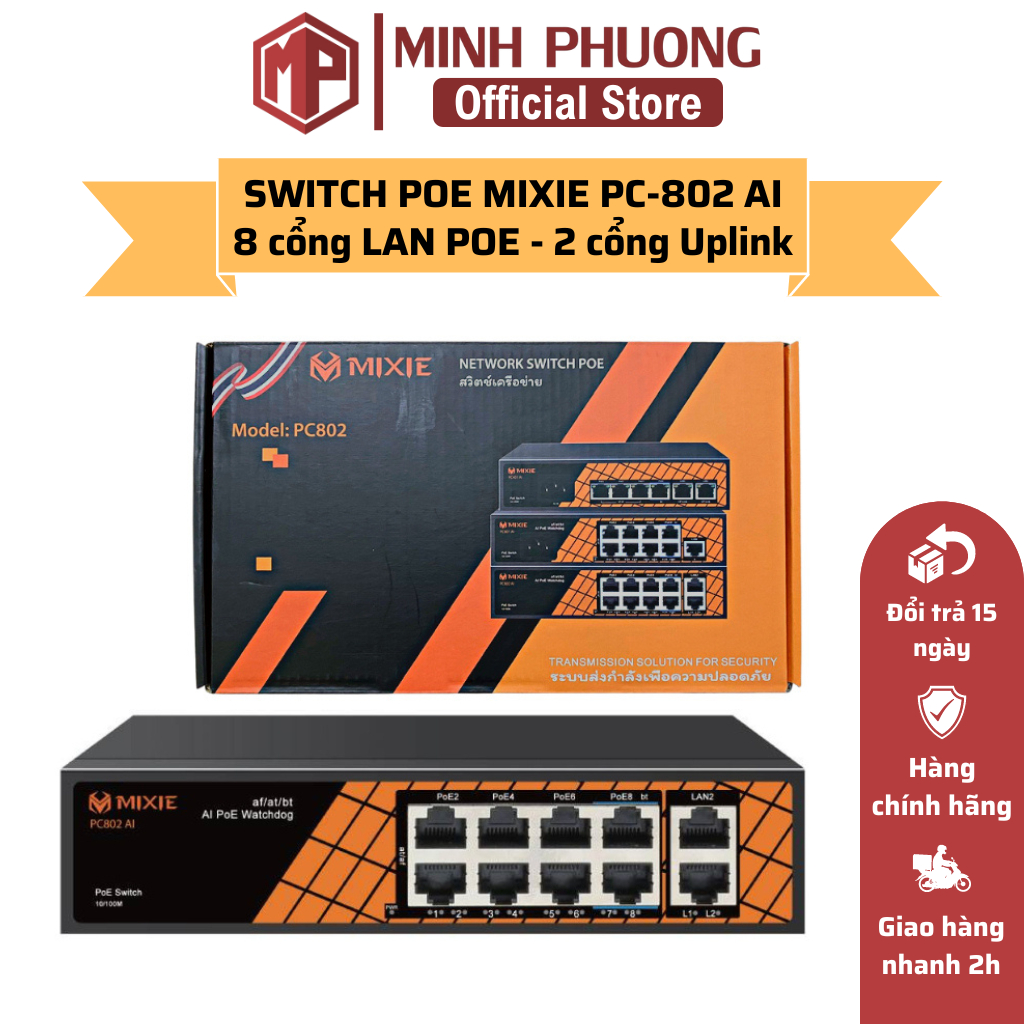 SWITCH POE MIXIE PC-802 8 Cổng LAN POE Và 2 Cổng Uplink - Hàng Chính ...