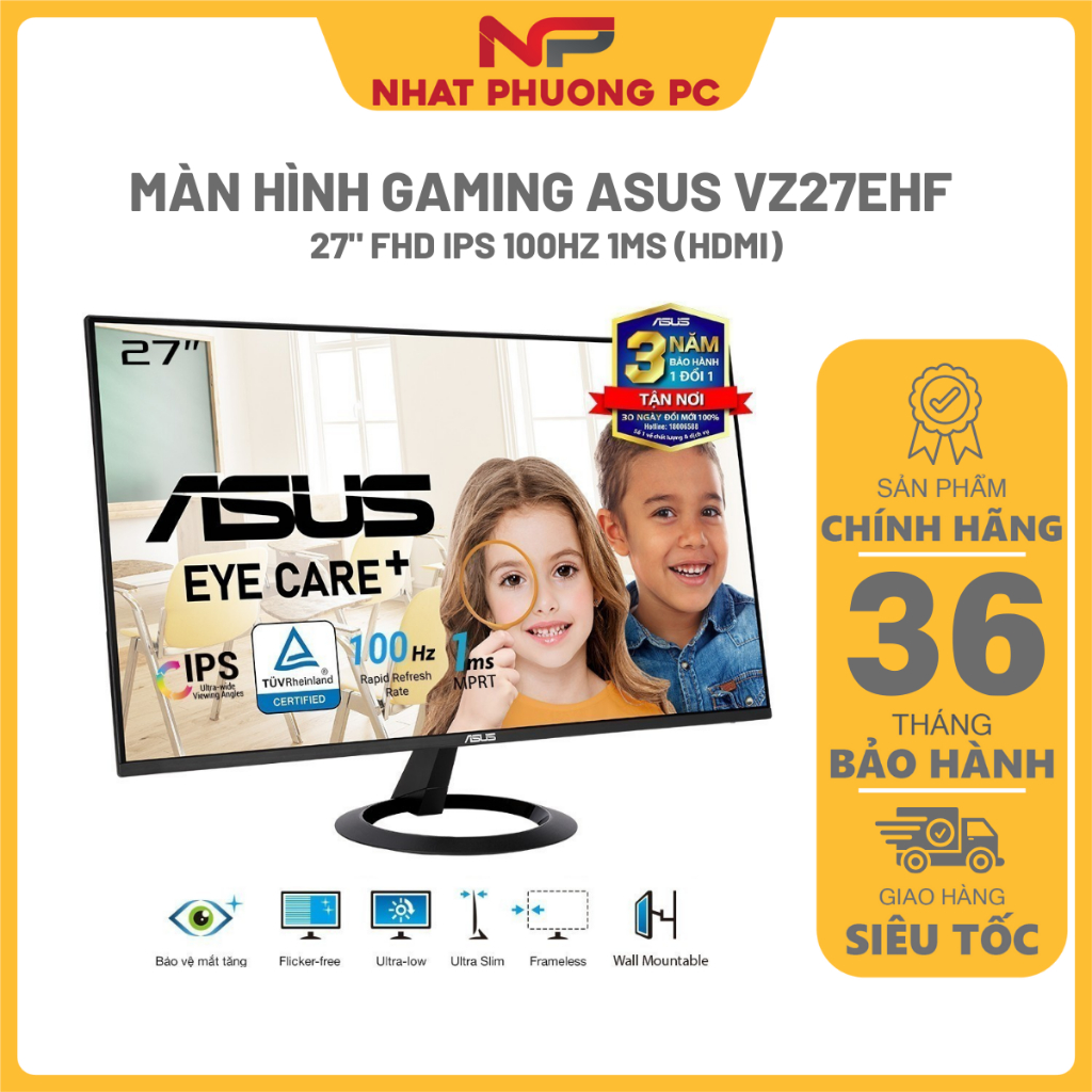 Màn Hình Gaming ASUS VZ27EHF 27" FHD IPS 100Hz 1ms (HDMI) - Chính hãng ...