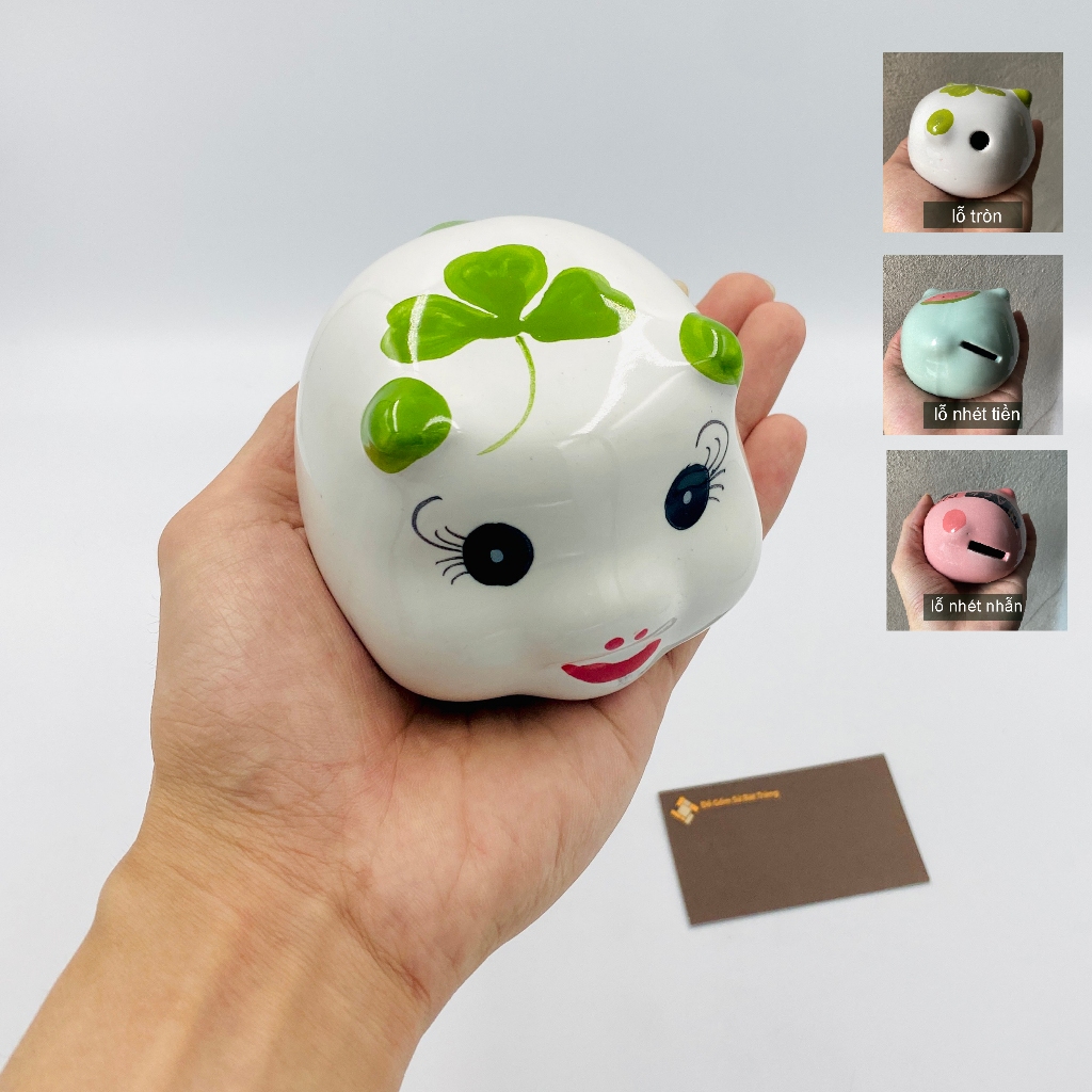 [Lỗ tròn] Heo đất mini đựng nhẫn vàng, lợn đất chất liệu gốm sứ Bát ...