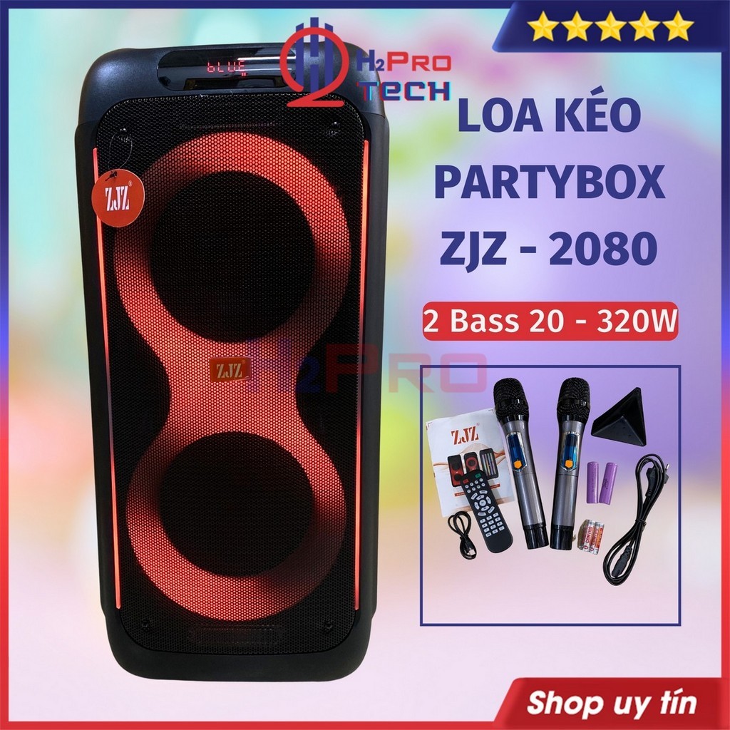 Loa Karaoke Di Động Partybox ZJZ 2080 2 Bass 20, Tặng 2 Mic Sạc, Loa Kéo Công Suất Lớn 320W ...