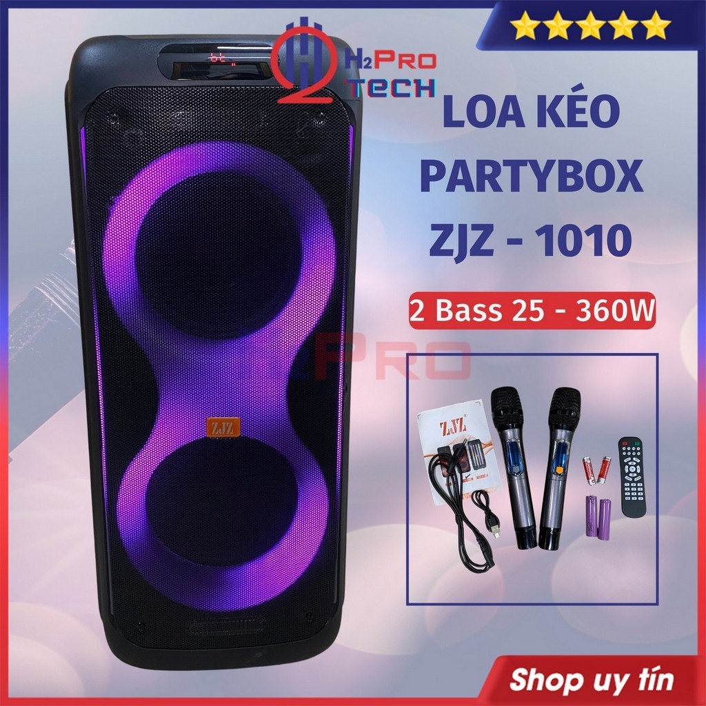 Loa Karaoke Di Động Partybox ZJZ 1010 2 Bass 25, Tặng 2 Mic Sạc, Loa Kéo Công Suất Lớn 360W ...