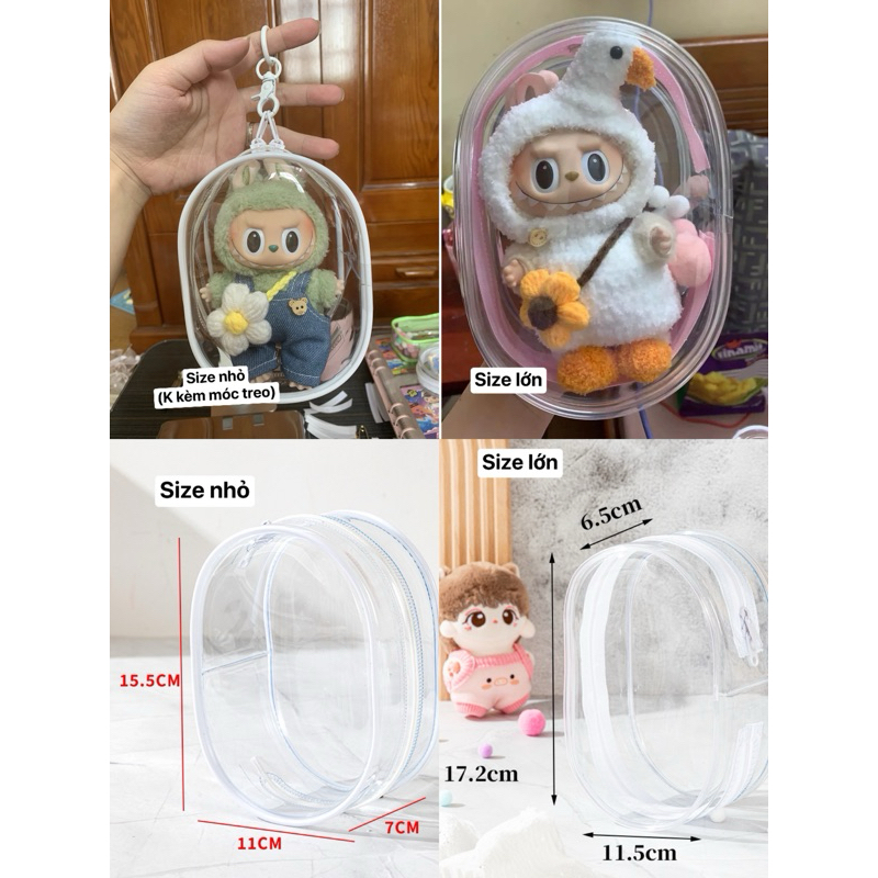 Túi chụp bụi bẩn có khoá dành cho búp bê labubu macaron hay doll 17cm ...