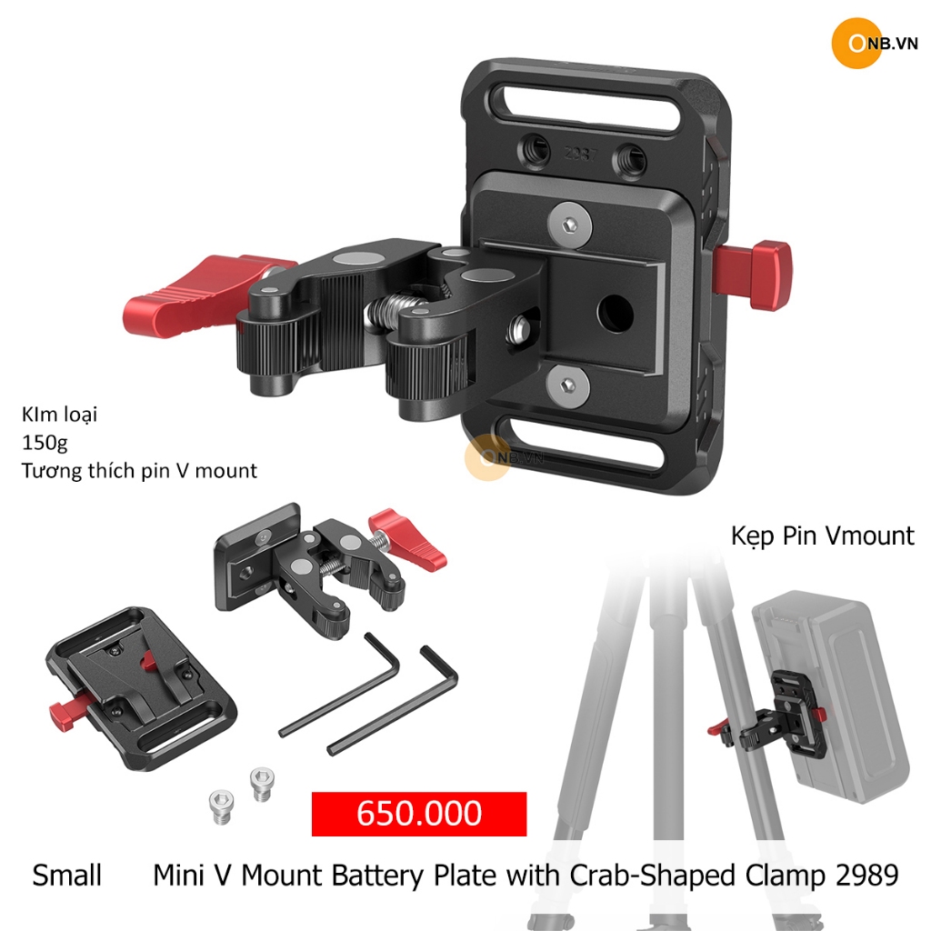 Smal -Rig Mini V Mount Battery Plate with Crab-Shaped Clamp 2989 ...
